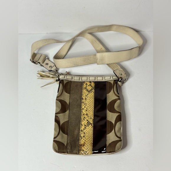 Coach | Bags | Coach Signature Stripe Bag Python Snake Crossbody ...